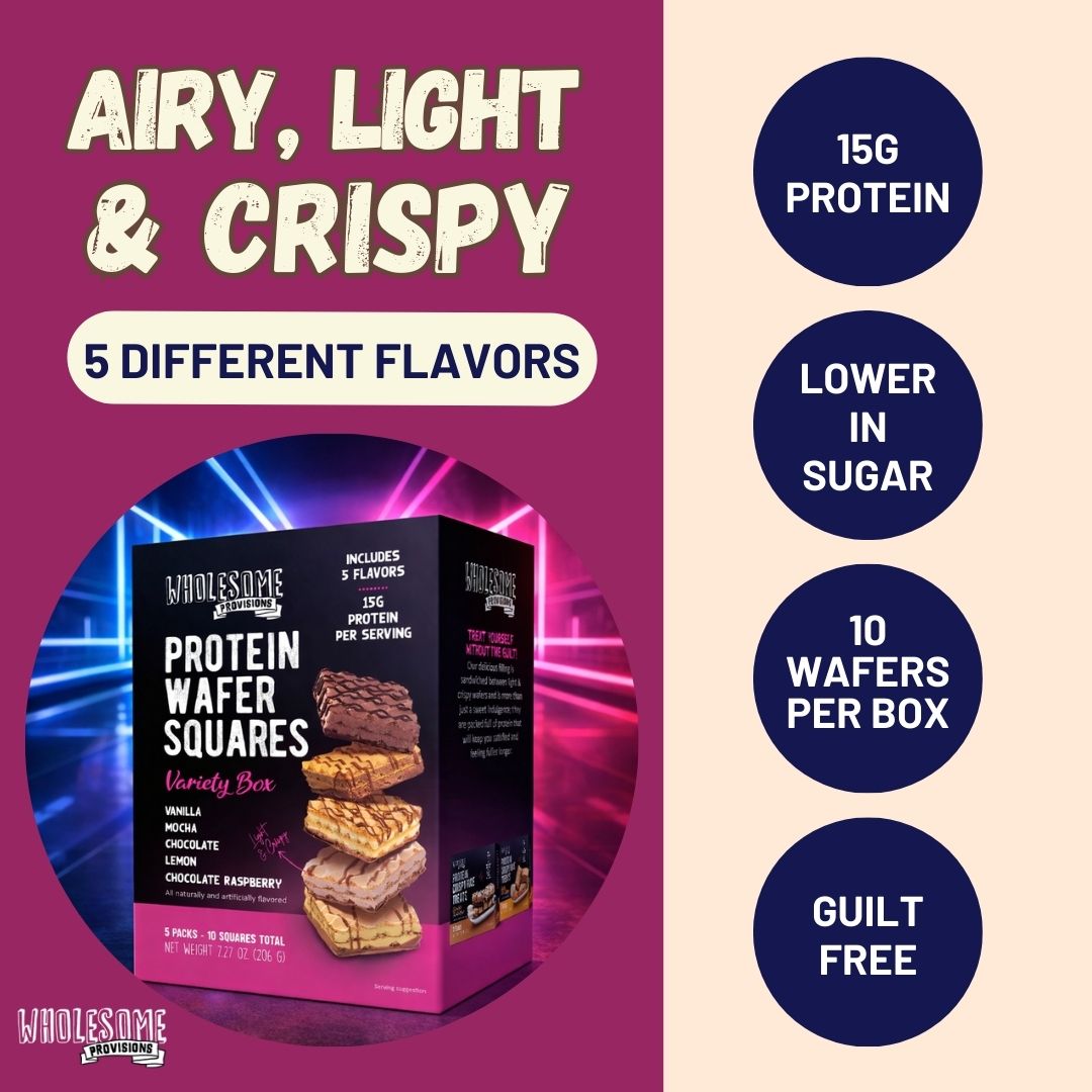 Protein Wafers Squares - 15g Protein, 5 Flavor Pack, Light & Crispy ...